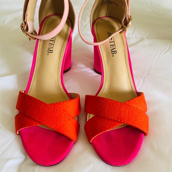 JustFab | Shoes | Red Colorblock Heels Just Fab | Poshmark